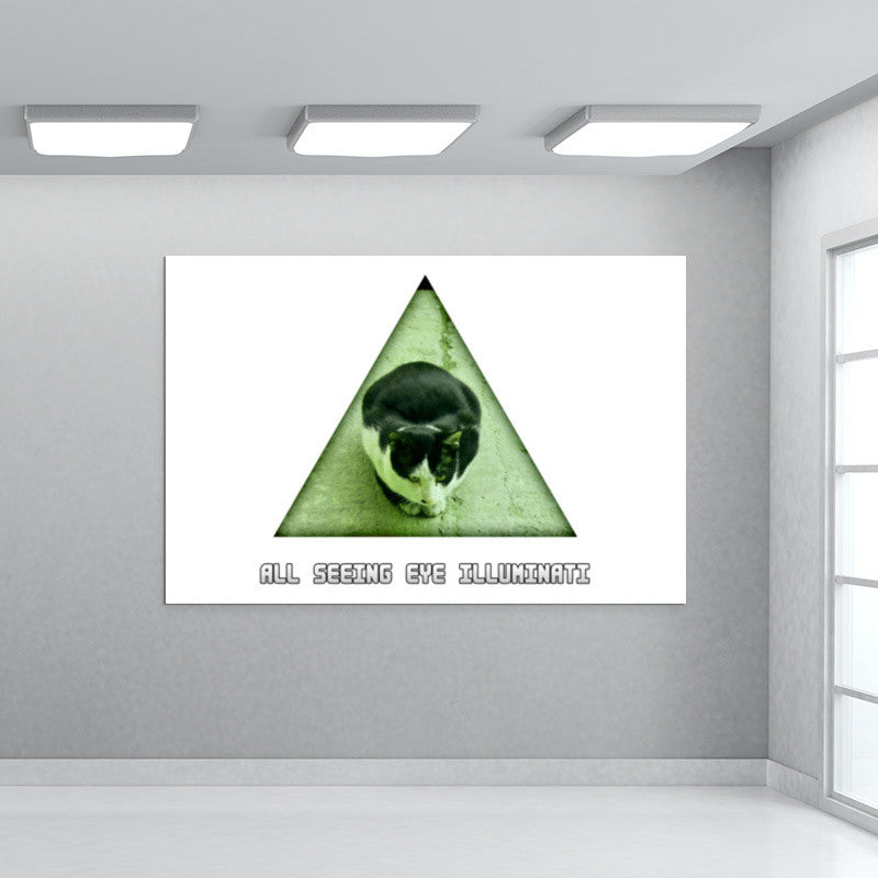 All Seeing Eye Illuminati Cat Wall Art| Buy High-Quality Posters and Framed Posters Online - All ...