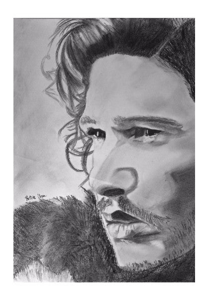 Crows before Hoes Pencil drawing of Jon Snow Wall Art – PosterGully