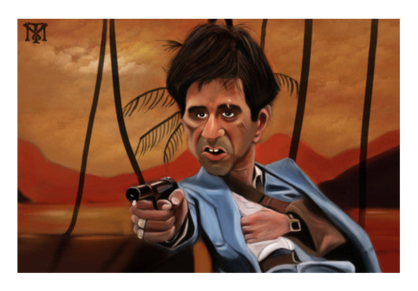 Scar Face | Tony Montana | Caricature Wall Art| Buy High-Quality ...