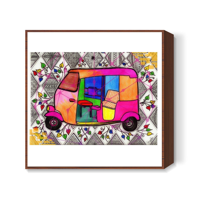 Indian Rickshaw Square art print Square Art Prints| Buy High-Quality ...