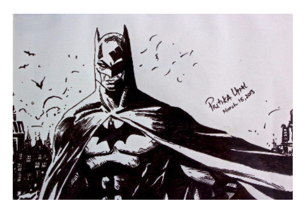 The Dark Knight Batman ink drawing Wall Art| Buy High-Quality Posters ...