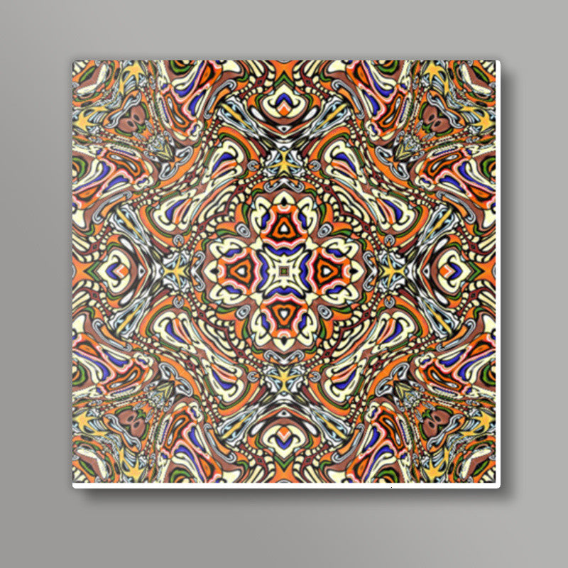 Colorful Abstract Folk Art Ornamental Background Design Square Art ...