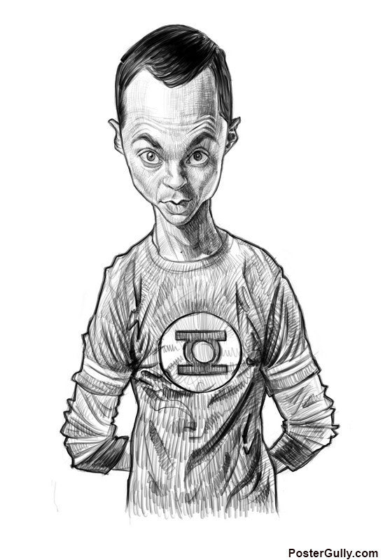 Sheldon Cooper Sketch Artwork PosterGully Specials| Buy High-Quality ...
