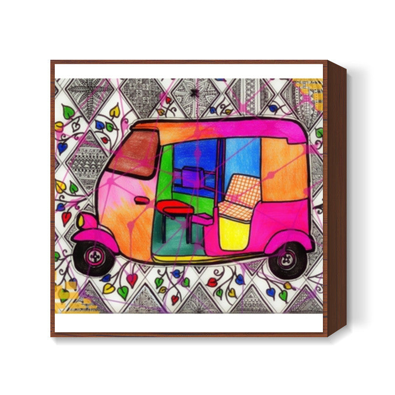 Indian Rickshaw Square art print Square Art Prints| Buy High-Quality ...