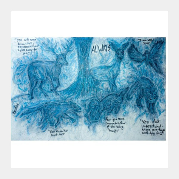 Harry Potter Patronus | Oil Pastel Art Square Art Prints – PosterGully